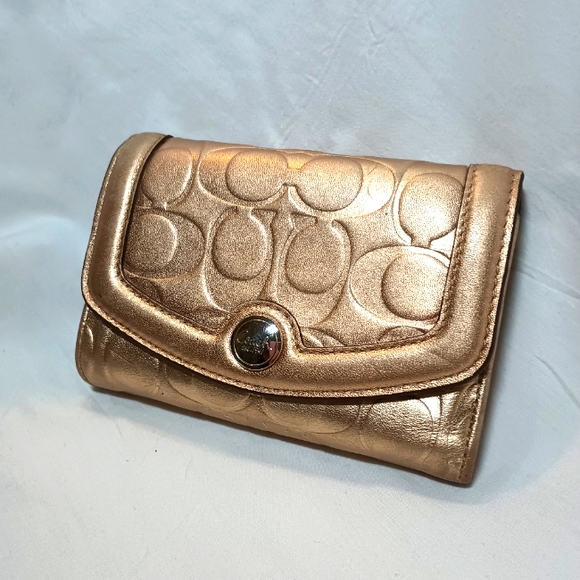 Coach | Bags | Coach Gold Metallic Wallet | Poshmark